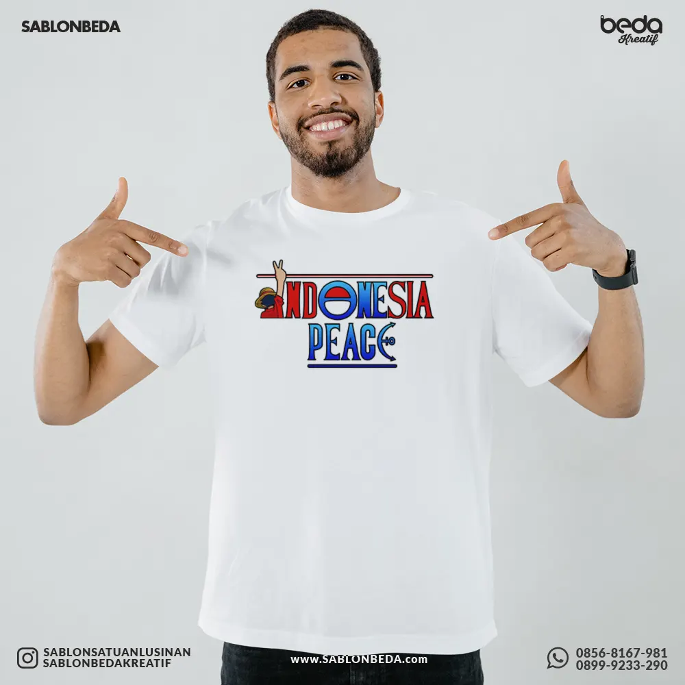 Kaos Agustusan Indonesia Peace Anime Luffy One Piece | Sablonbeda Kreatif